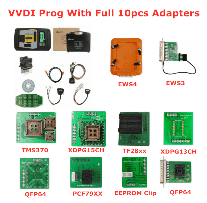 Xhorse VVDI PROG Programmer Tool & 10pcs Full Adapters Kit Free Expres – autoecupart