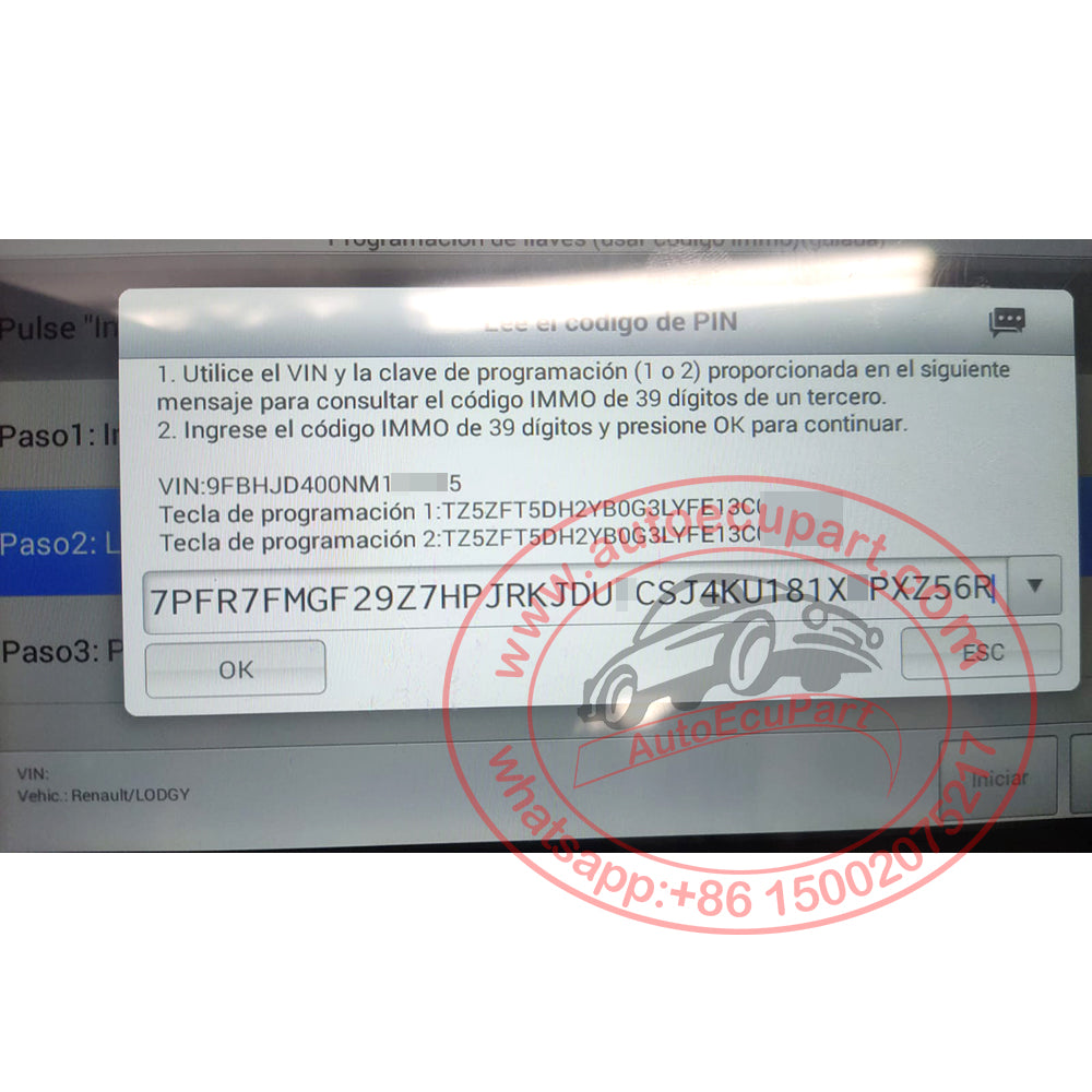 39 Digits Immo PIN code Calculation Service for New Renault, support t ...