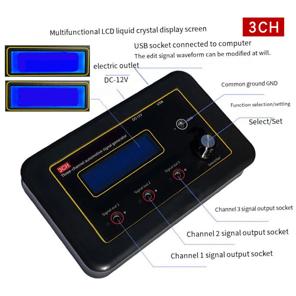 AM-3CH Three Channel Automobile Signal Generator Crankshaft Camshaft S ...