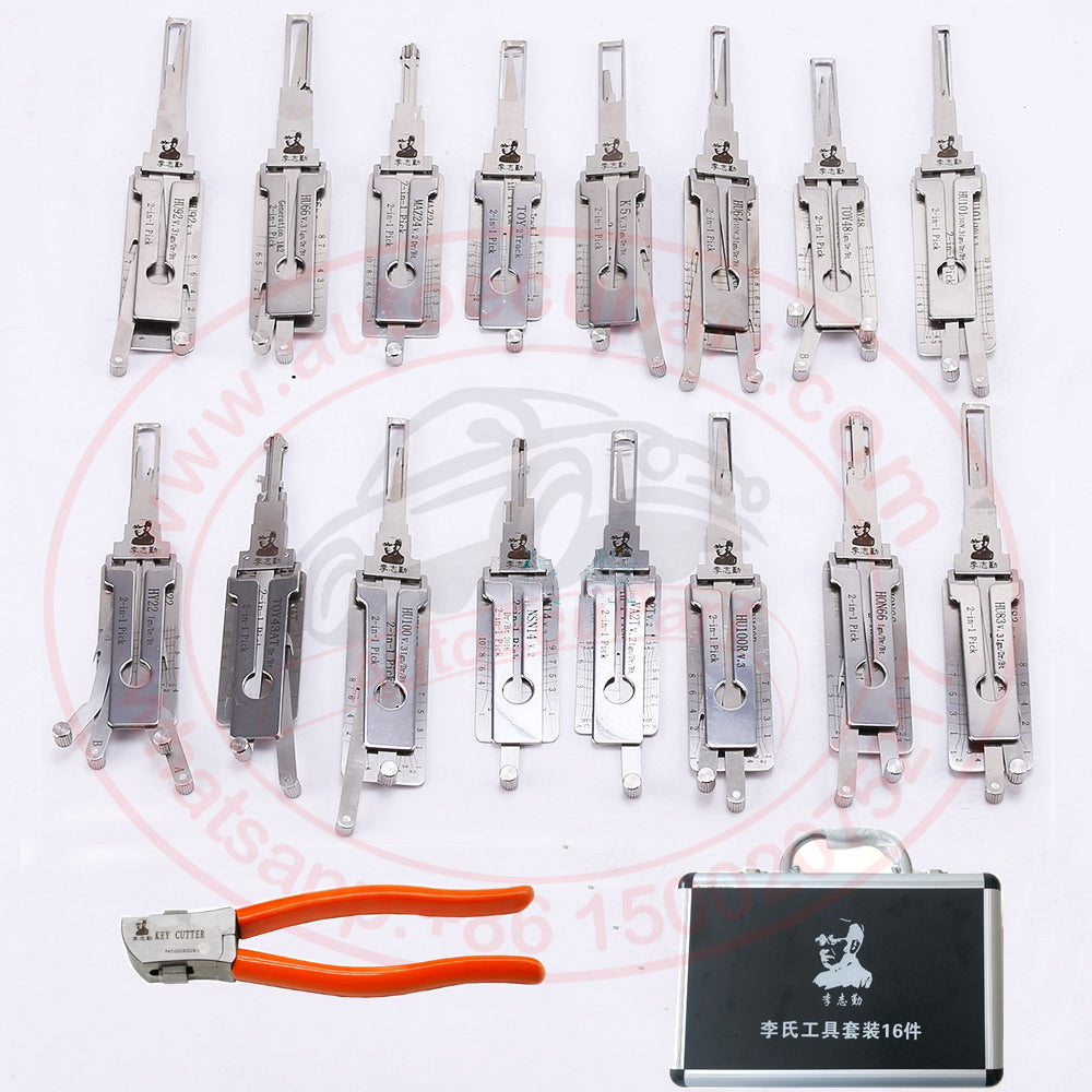 Original Lishi 16pcs/Kit Auto Car Door Lock Pick 2-in-1 Decoder Locksm ...