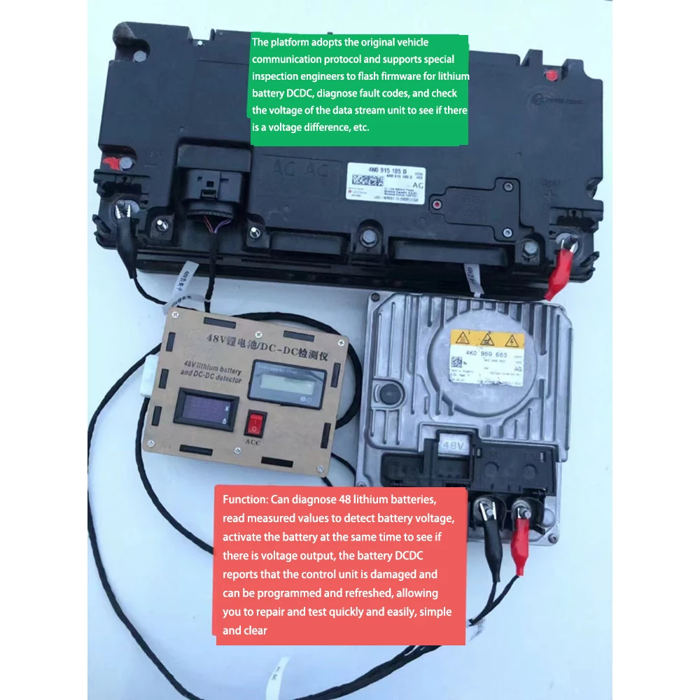 Test platform on bench for Mercedes Benz 48 Volt Hybrid battery 48V Re ...