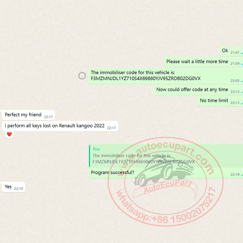 39 Digits Immo PIN code Calculation Service for New Renault, support t ...