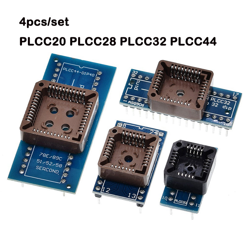 4pcs/set PLCC20 PLCC28 PLCC32 PLCC44 to DIP20 DIP28 DIP32 DIP44 IC Ada ...